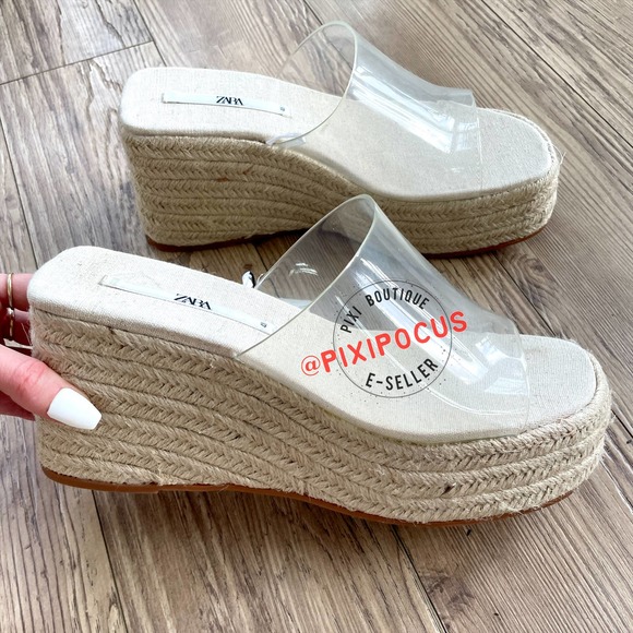 Zara | Shoes | Zara Jute Vinyl Platform Wedge Sandals Heels | Poshmark